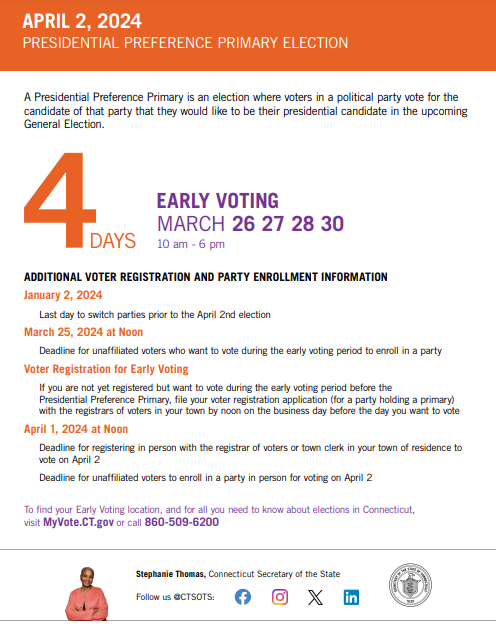 Early Voting - April 2024 - Farmington Democratic Town Committee